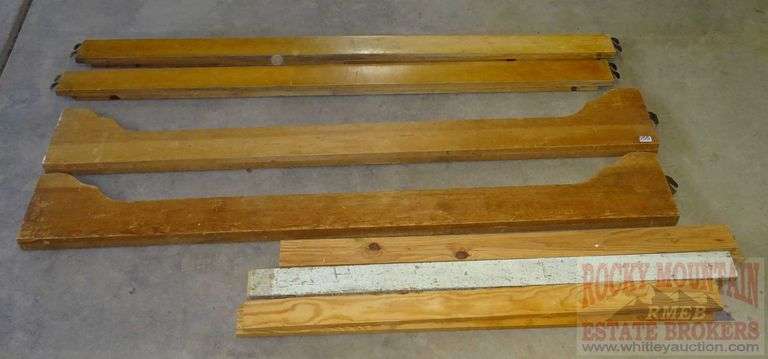 2 Sets of Wooden Bed Rails & Bed Slats. Antique rails are missing hook ...