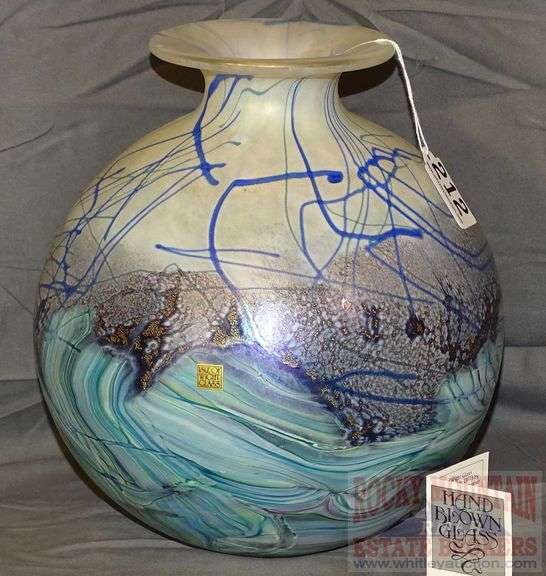 Stunning "Isle of Wight" Multi-Color Hand Blown Studio Art Glass Vase ...