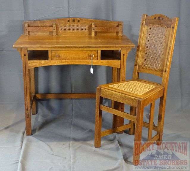 Beautiful Charles Limbert Arts and Crafts Style Single Drawer Oak Desk ...