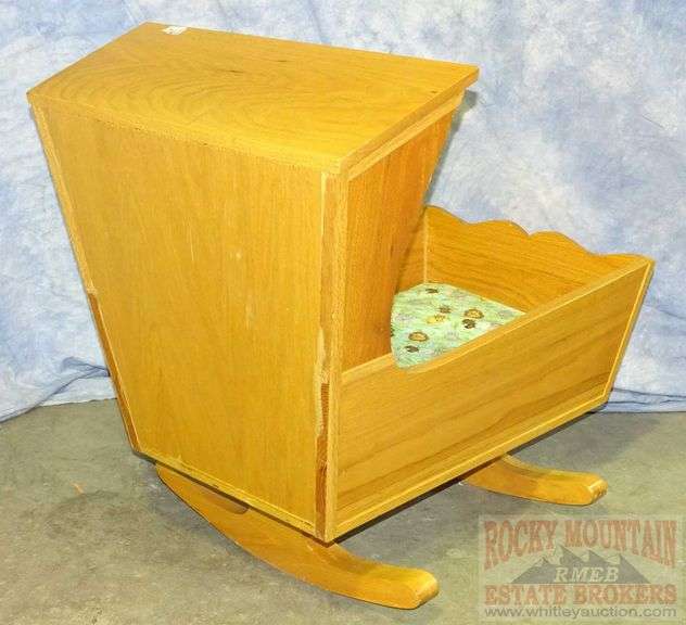 Hand Crafted Solid Oak Rocking Baby Cradle with Shaped Footboard ...