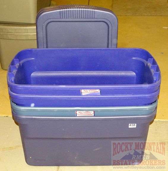 4 Purple & Blue Extra Large Sterilite 122 Quart Plastic Storage Totes ...