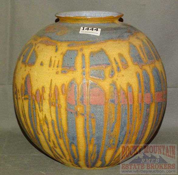 Artist Signed Pottery Vase, 14" high. - Rocky Mountain Estate Brokers Inc.