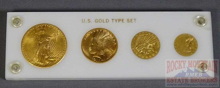 US Gold Type Set with 1927 St. Gauden's $20 Gold, 1911 $10 Indian Head ...