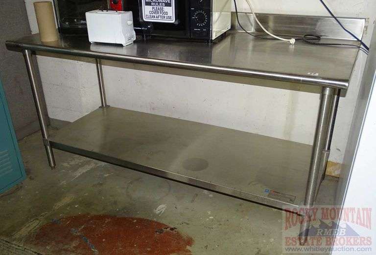 Eagle Stainless Steel 2-Tiered Work Table with Backsplash. 35"X72"X30 ...