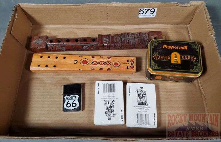 2 Hand Made Musical Instruments, Peppermill Card Box, Playing Cards ...