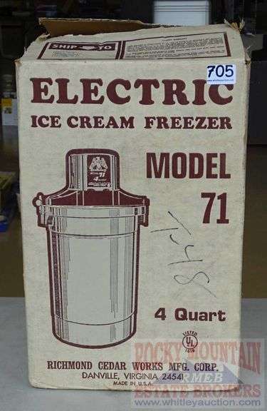 Richmond Model 71 Ice Cream Maker, Appears New. - Rocky Mountain Estate ...