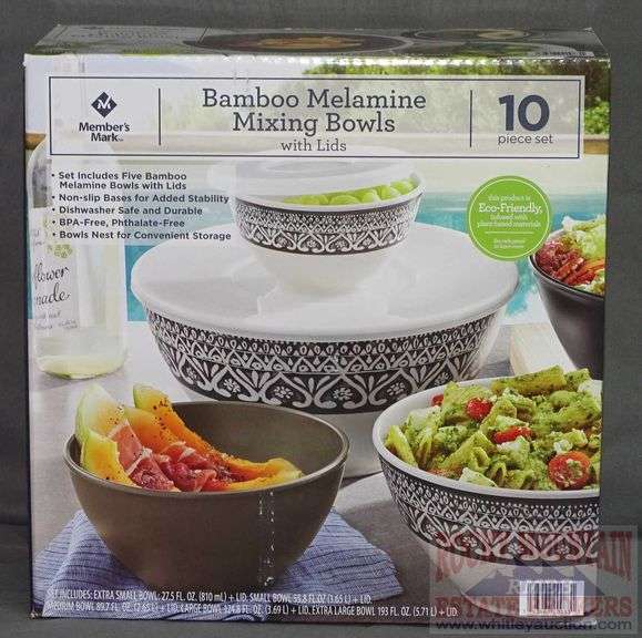 New Member's Mark "Black & White" 10-piece Bamboo Melamine Mixing Bowl ...