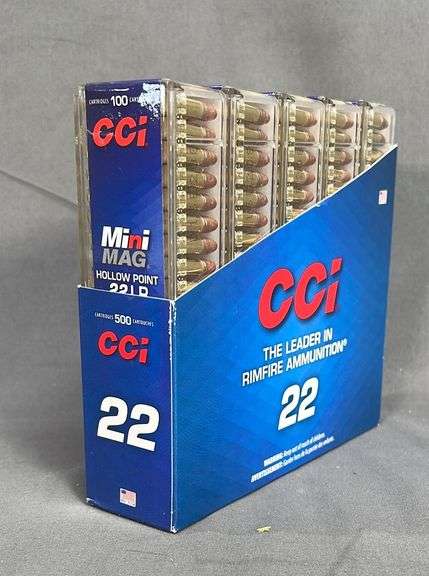 5 New Boxes of 100 CCi Mini-Mag .22LR 36 Gr. Hollow Point Cartridges. 5 ...