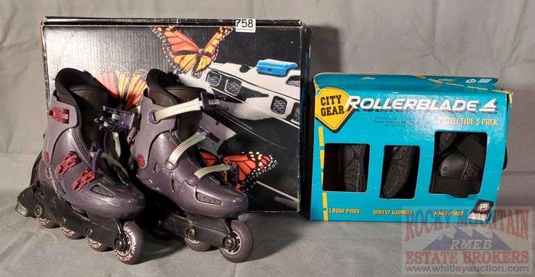 Pair Of Rollerblades Size 8/8.5 & Rollerblade Protective 3 Pack W ...