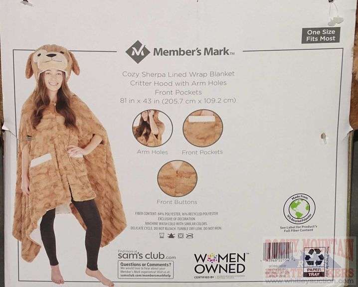 New Member's Mark Sherpa Lined "Critter" Wrap Reversible Blanket. This ...