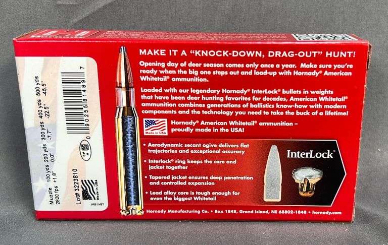 2 New Boxes of Hornady American Whitetail 6.5 Creedmoor, 129 grain ...