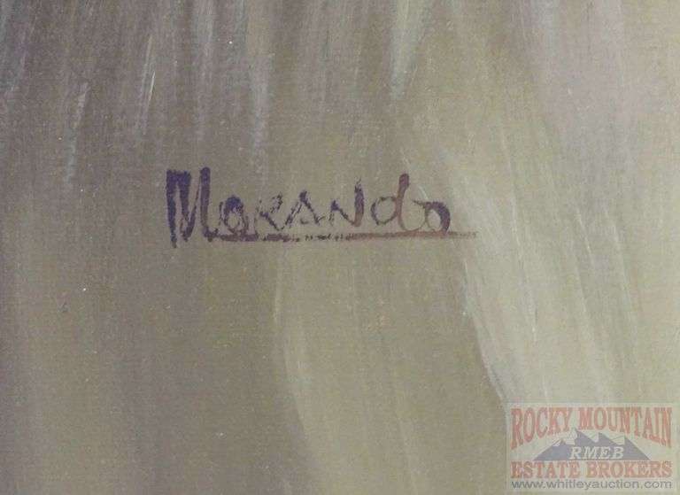 Original Oil on Canvas Indian Chief Painting. Artist signed Morando 32 ...