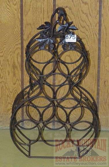 Neat 8 Bottle Wrought Iron Grape Leaf Wine Rack. 21" high. - Rocky ...
