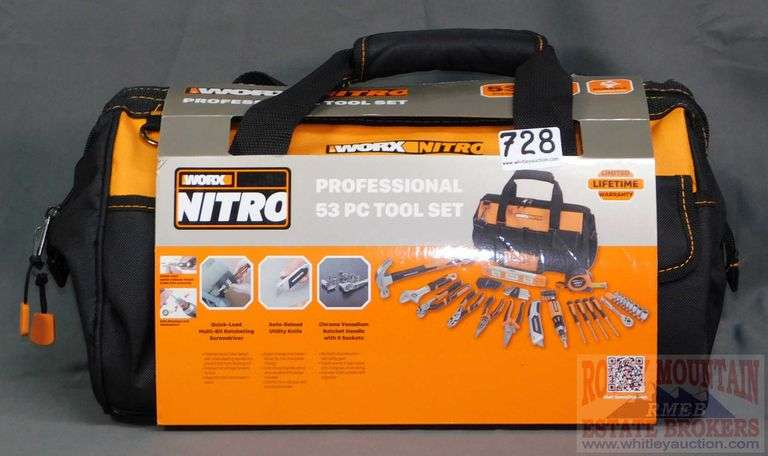 Brand New Worx NITRO Professional 53 Piece Tool Set with Canvas Tool ...