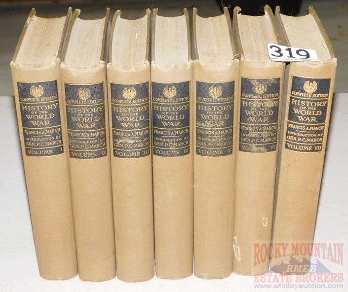 1919 "History of the World War" 7 Volume Hard Cover Book Set with Black ...