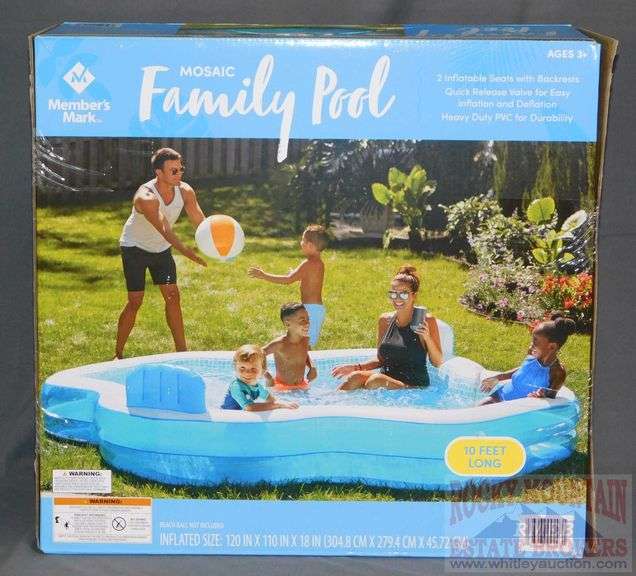New Member's Mark "Mosaic" 10' heavy duty PVC Family Pool with 2 ...