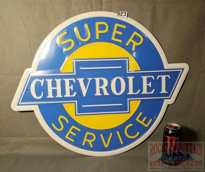 New Large 23" Embossed Tin Super Chevrolet Service Sign. - Rocky ...