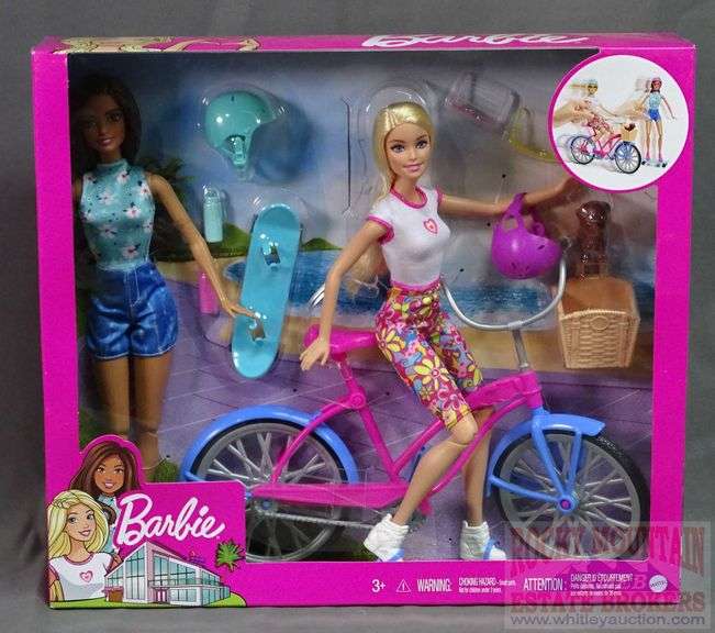 New Barbie Bicycle Play Set with 2 Dolls, Bike, Cute Dog & Lots of Accessories. Play inside ...