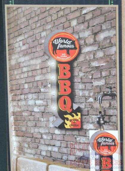 New Vintage Style Double Sided "World Famous BBQ" Marquee Sign. 24 ...