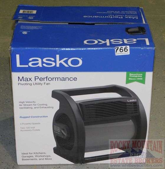 New Lasko Max Performance Pivoting Utility Fan W/ 3 Speeds & Two 120 ...