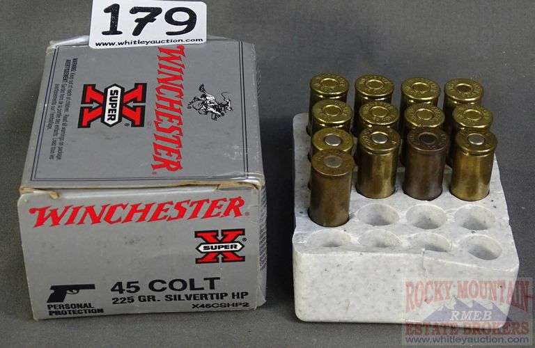 Box Of 13 Rounds of Winchester Super-X .45 Colt, 225 Grain Silvertip HP ...