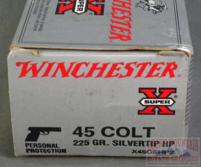 Box Of 13 Rounds of Winchester Super-X .45 Colt, 225 Grain Silvertip HP ...