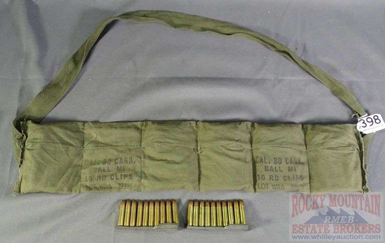 110 Rounds of .30 Carbine Cartridges on Stripper Clips with Cloth ...