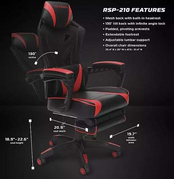 New Respawn Racing Style Gaming Chair with Mesh Back for Maximum ...