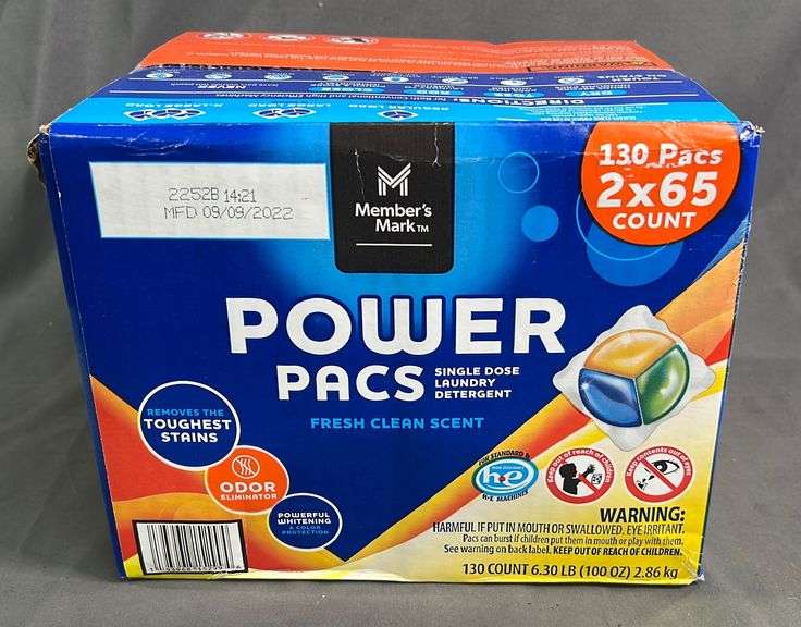 New Box of Member's Mark Power Pacs Single Dose Laundry Detergent, 130 ...
