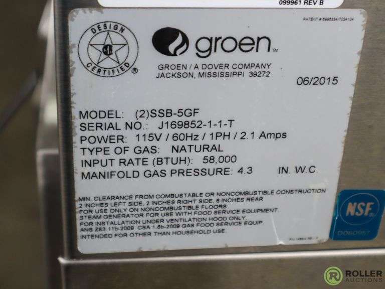 Groen Smart Steam 100 (2) SSB-5GF Double Stack Broilerless Steamer ...