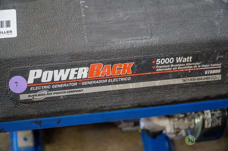 Power Back GT5000 Generator, Gas - Roller Auctions