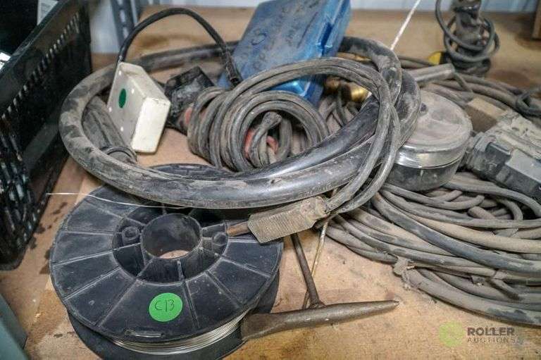 Caldo Mini Torch, Miller Spoolmatic 30A, Kel Arc Stitch Welder, Assorted Leads and Wire - Roller ...