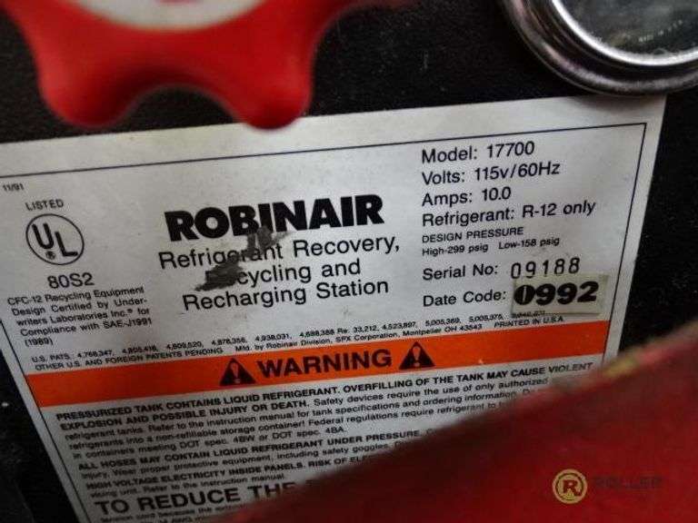 Robinair 17700 Enviro Charge Refrigerant System - Roller Auctions