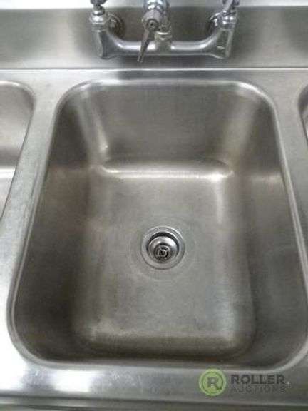 102in Stainless Steel 3-Pot Sink With Dual Drainboards, Faucet and ...