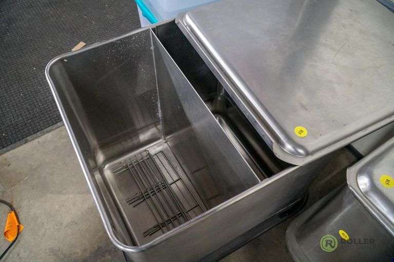 (2) Stainless Steel Ingredient Rolling Bins With Lids - Roller Auction