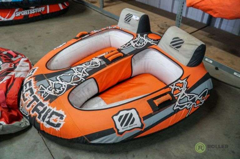 West Marine 2-Person Tow Behind Inflatable Raft, Patched - Roller Auctions