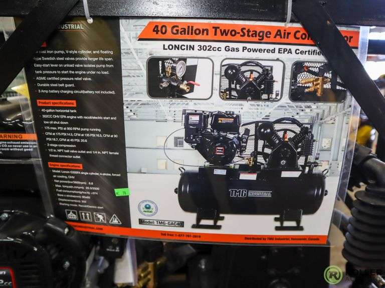 New TMG Industrial TMG-GAC40 40-Gallon Air Compressor, 2-Stage, 302cc ...