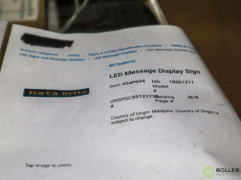 Beta Brite LED Massage Display Sign - Roller Auctions