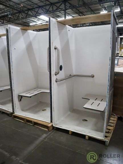 (2) Aquatic 1363BFSC 36" x 36" x 76" Shower Stalls With Bench - Roller ...