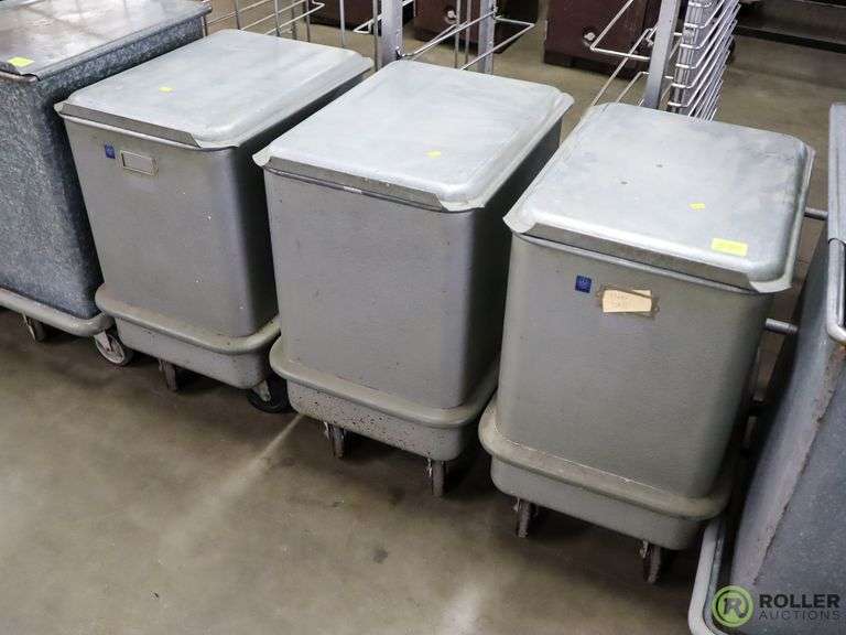 (3) Stainless Steel Ingredient Bins on Casters - Roller Auctions