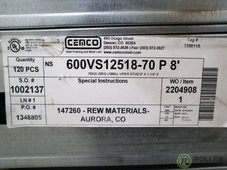 (4) Bundles of 120-Pieces of Cemco Viper Studs 600VS12518-70P, 8 ...