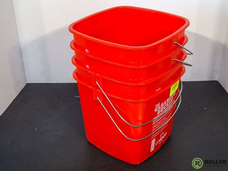 (4) Red Sanitation Bucket (Large) - Roller Auctions