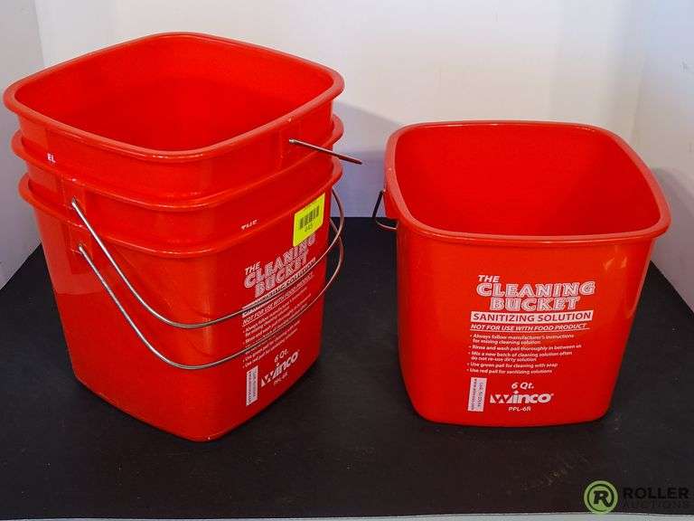 (4) Red Sanitation Bucket (Large) - Roller Auctions