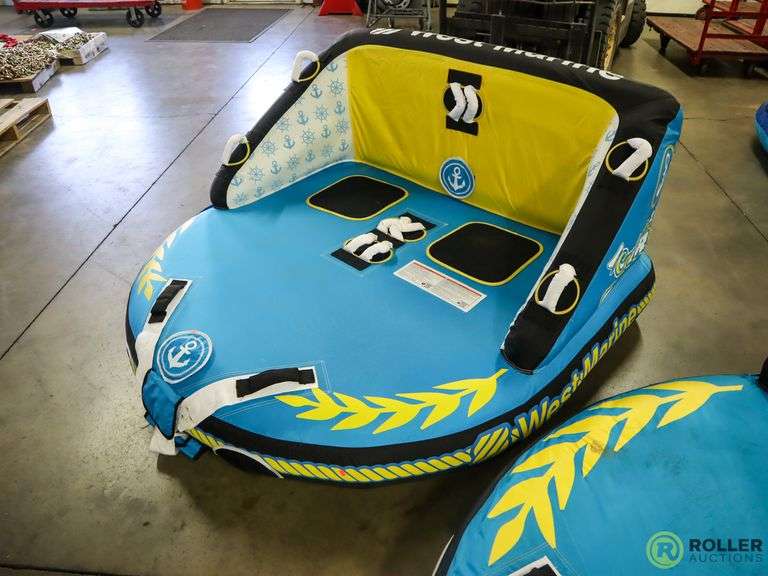 (2) West Marine Captain Chairs Tow Behind Inflatables, Patched - Roller ...