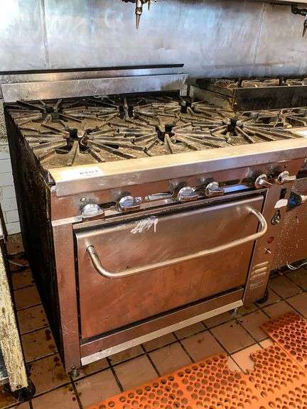 Vectaire Stainless Steel 6-Burner Gas Range with Lower Oven on Casters ...