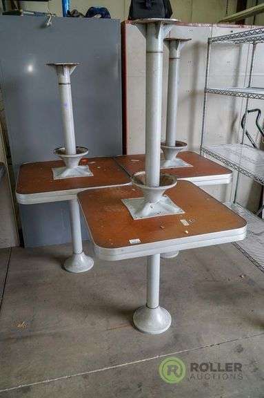 (6) Foldcraft Plymold 30in Square Floor Mount Dining Tables - Roller ...