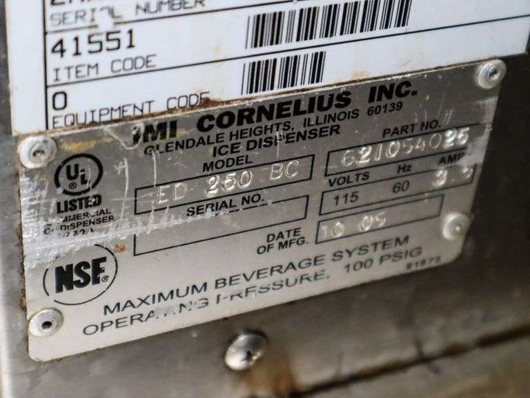 Cornelius ED250-BC 8 Head Beverage Dispenser With Syrup Rack - Roller ...