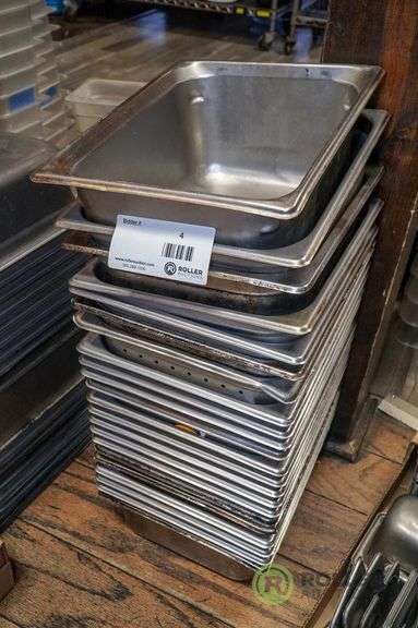 (22) 1/2 Pan Stainless Steel Steam Table Inserts - Roller Auction