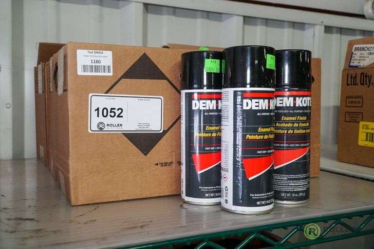 (5) Boxes of Dem Kote Spray Paint, Black - Roller Auctions