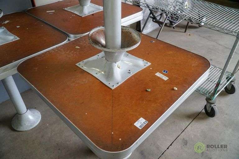 (6) Foldcraft Plymold 30in Square Floor Mount Dining Tables - Roller ...